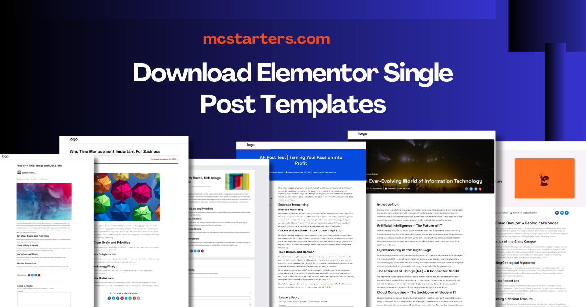 Download Elementor Single Post Templates | Mc Starters