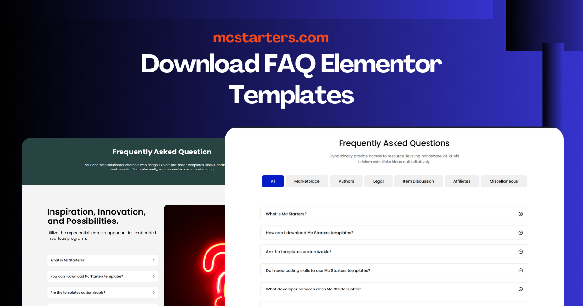 Download FAQ Elementor Templates | Mc Starters