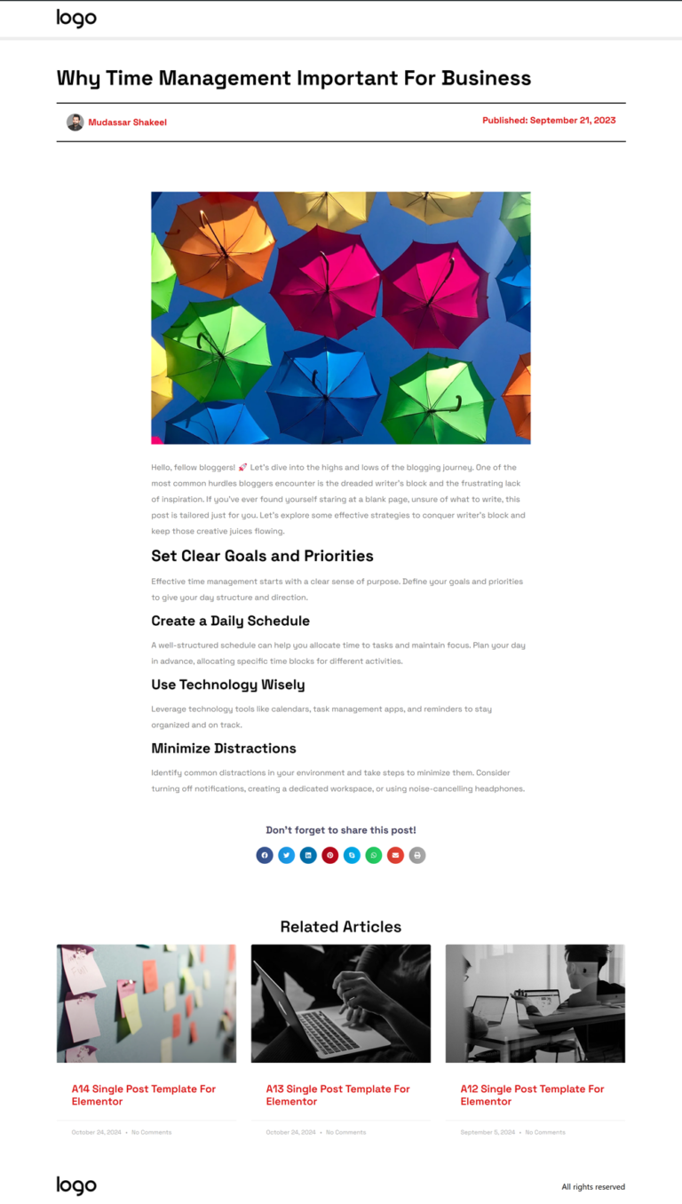 Download Elementor Single Post Templates | Mc Starters