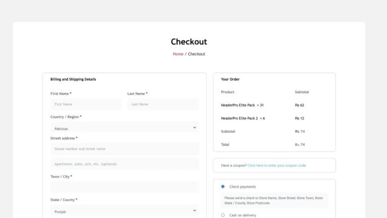 Download Elementor Cart, Checkout And My Account Page Templates