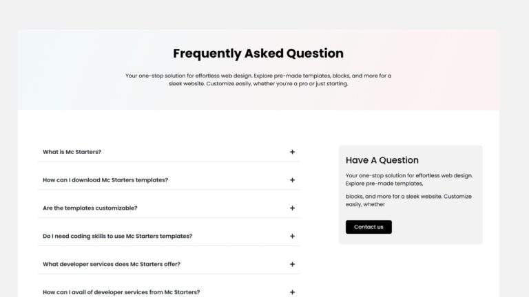 Download FAQ Elementor Templates | Mc Starters