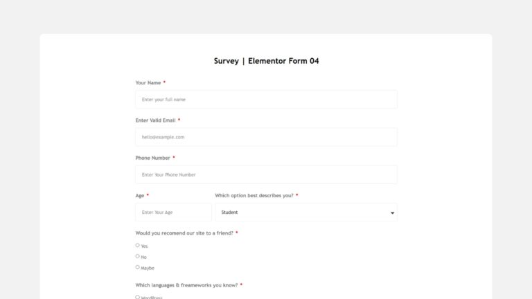 Download Elementor Form Templates | Mc Starters